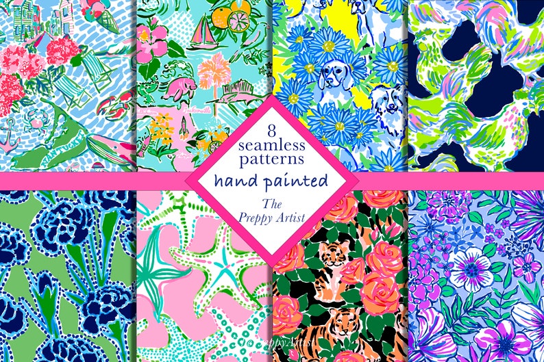 Instant Download Preppy Pattern Bundle, Preppy Seamless Prints Bundle ...
