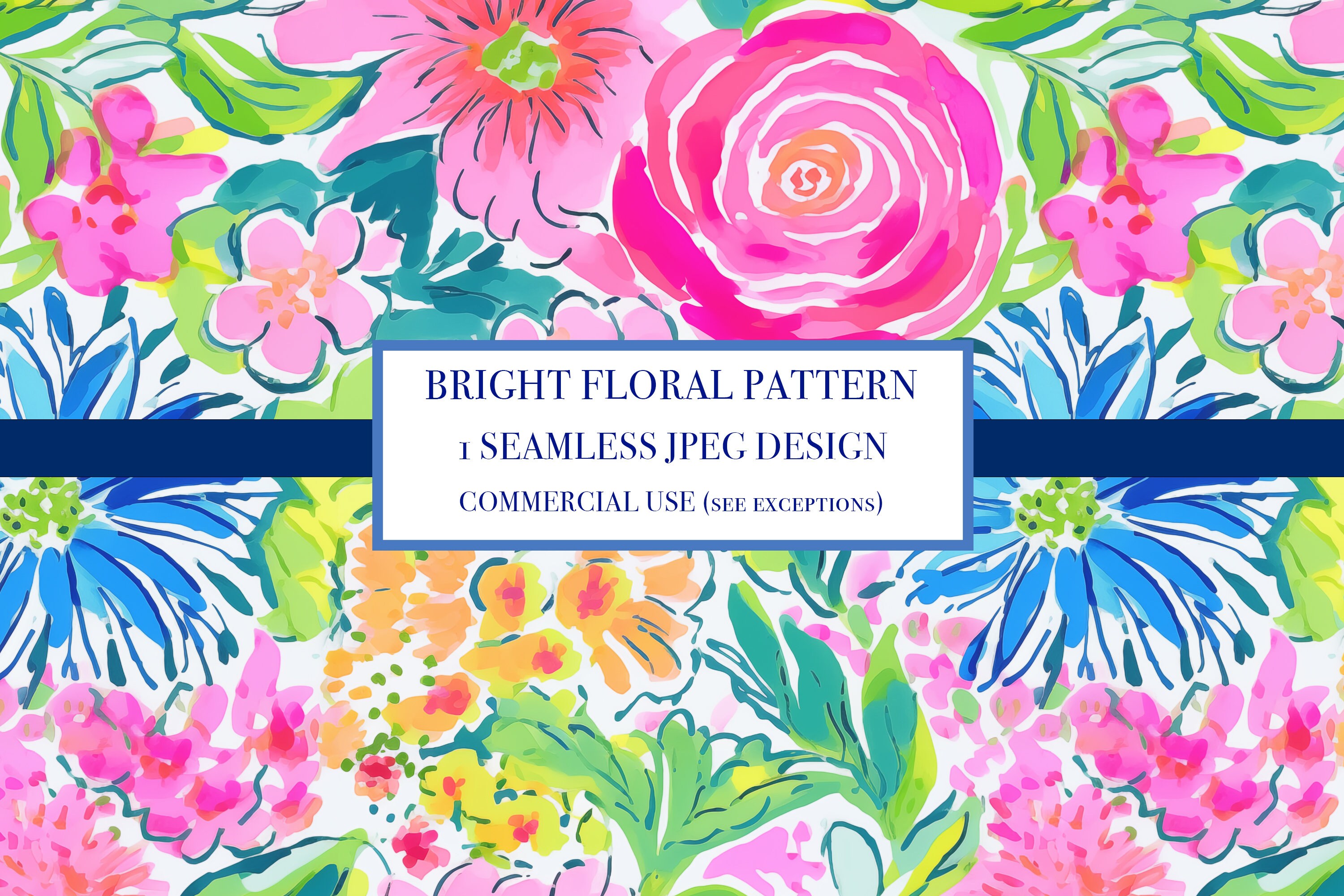 INSTANT DOWNLOAD Preppy Floral Pattern, Seamless Design, Preppy Print ...