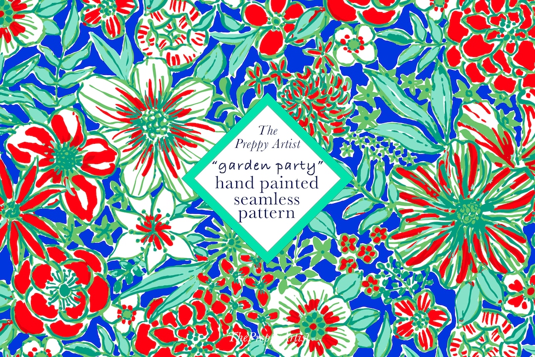 Instant Download Preppy Floral Pattern, Preppy Seamless Floral Print ...