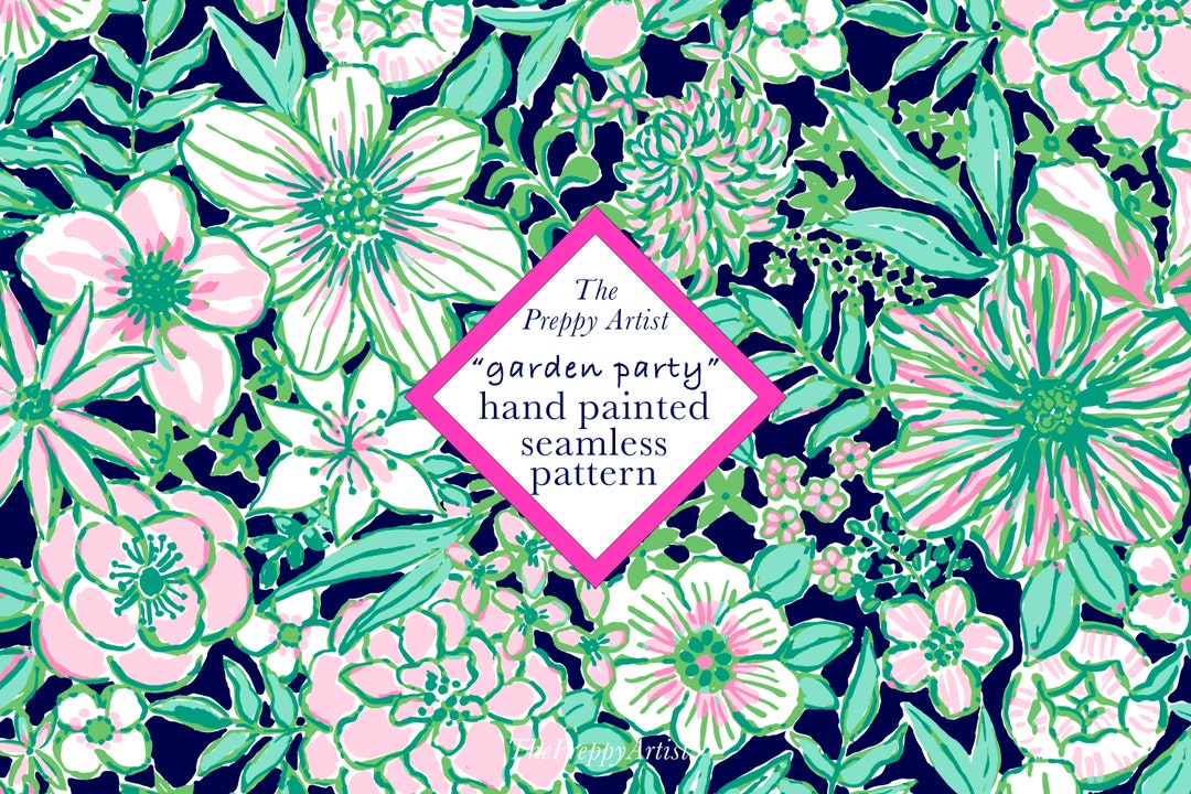 Instant Download Preppy Floral Pattern, Preppy Seamless Floral Print ...