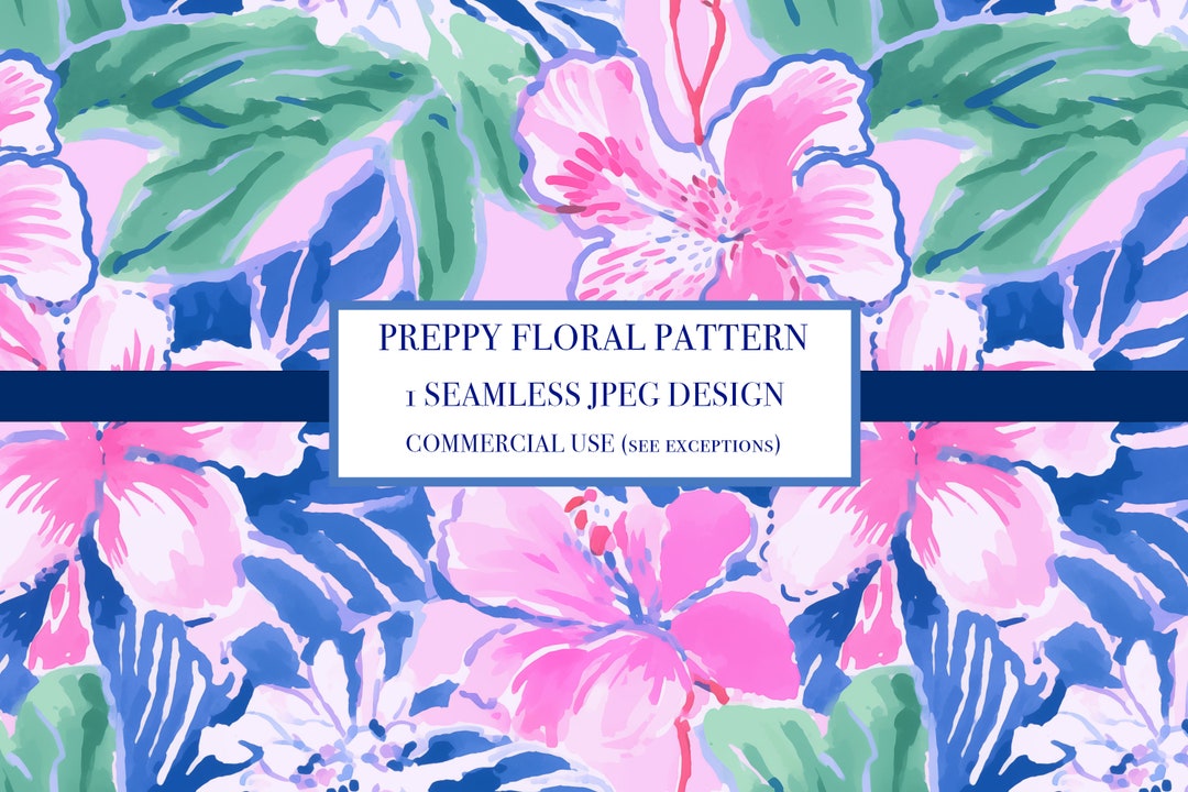 INSTANT DOWNLOAD Preppy Floral Pattern, Seamless Floral Design, Preppy ...