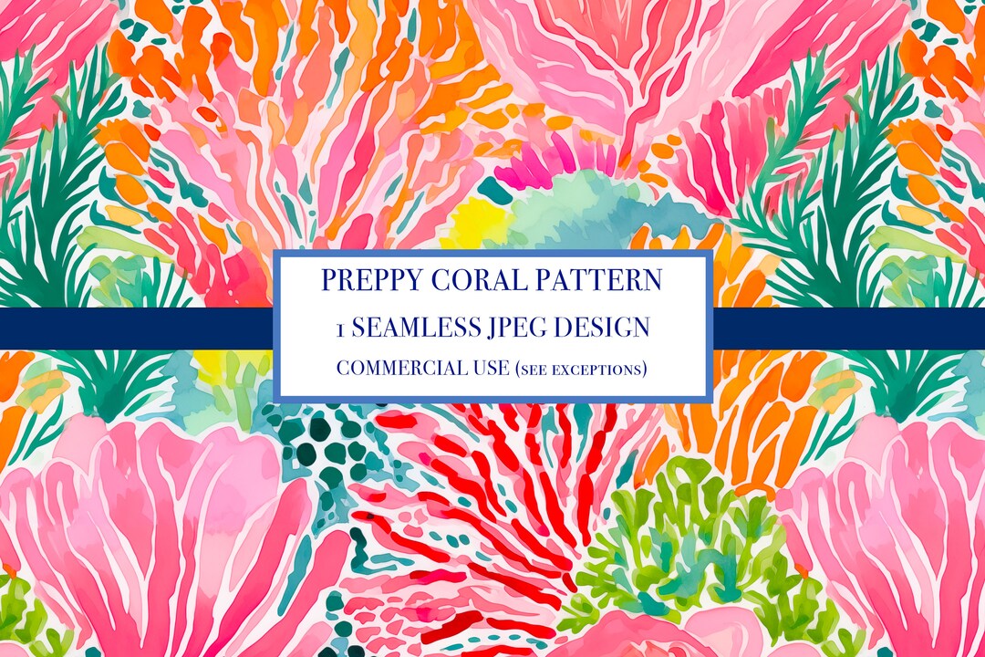 INSTANT DOWNLOAD Preppy Sea Coral Pattern, Seamless Coral Design ...