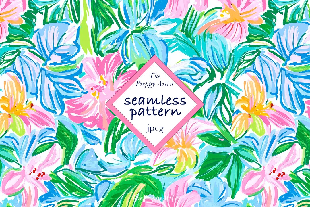 INSTANT DOWNLOAD Preppy Floral Pattern, Seamless Preppy Flower Pattern ...