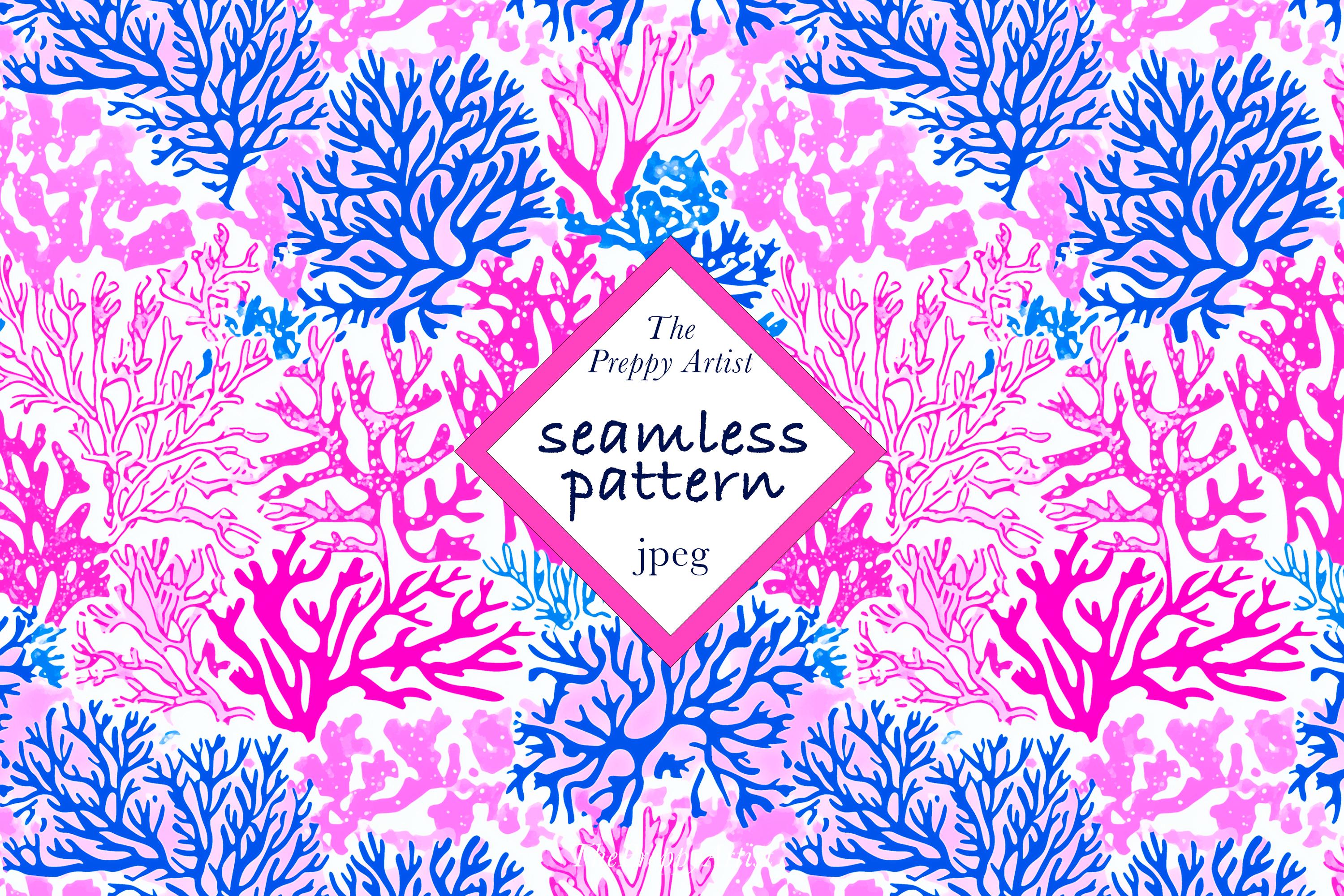 INSTANT DOWNLOAD Preppy Sea Coral Pattern, Seamless Pink and Blue Coral ...