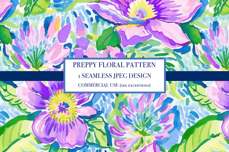 INSTANT DOWNLOAD Preppy Floral Pattern, Seamless Floral Design, Preppy ...