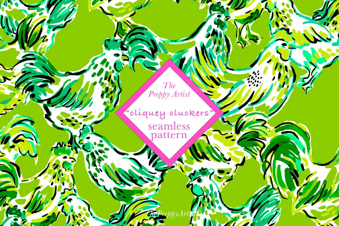 Instant Download Preppy Rooster Repeat Pattern, Preppy Seamless Chicken ...