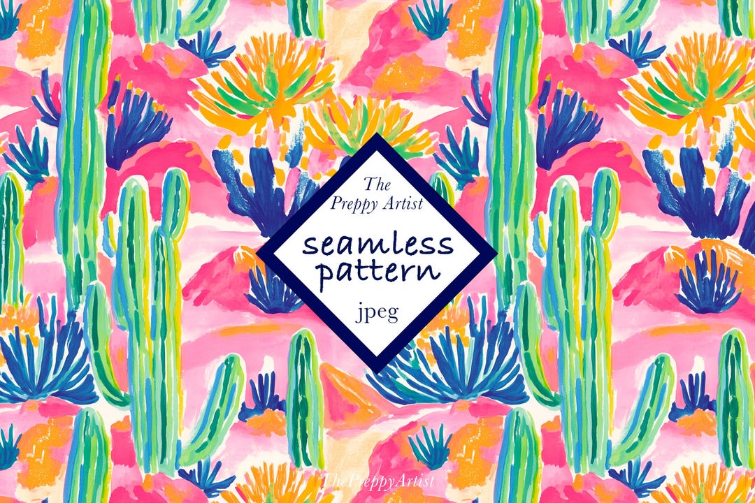 INSTANT DOWNLOAD Seamless Cactus Pattern, Repeat Cactus Print, Seamless ...