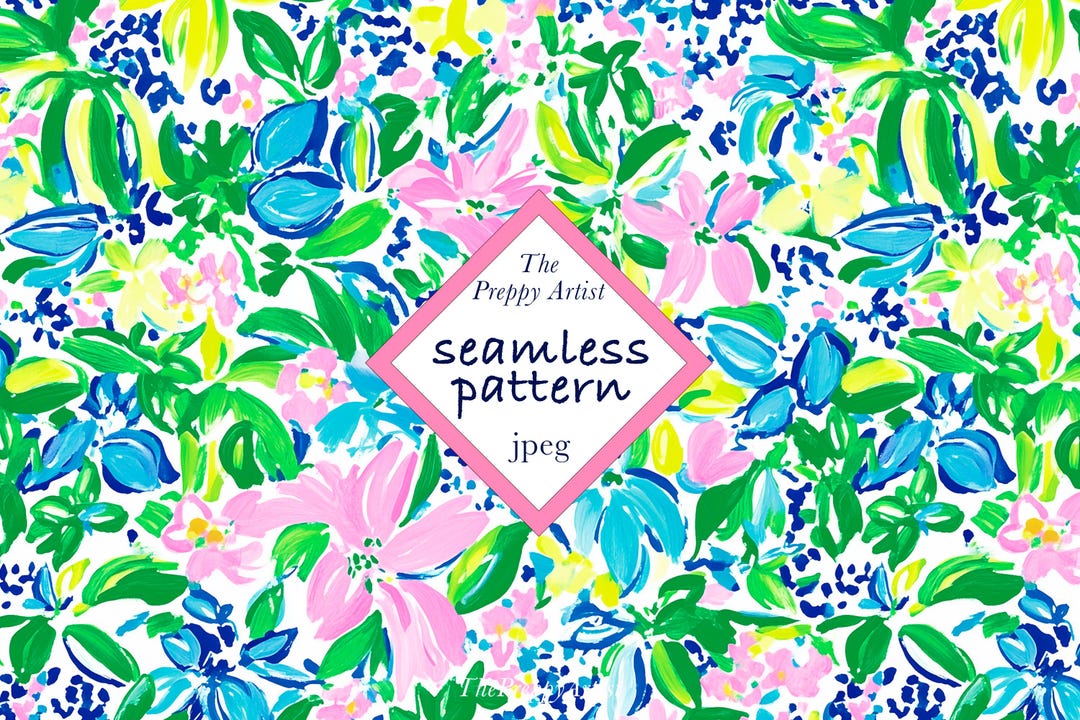 INSTANT DOWNLOAD Preppy Floral Pattern, Seamless Preppy Flower Pattern ...