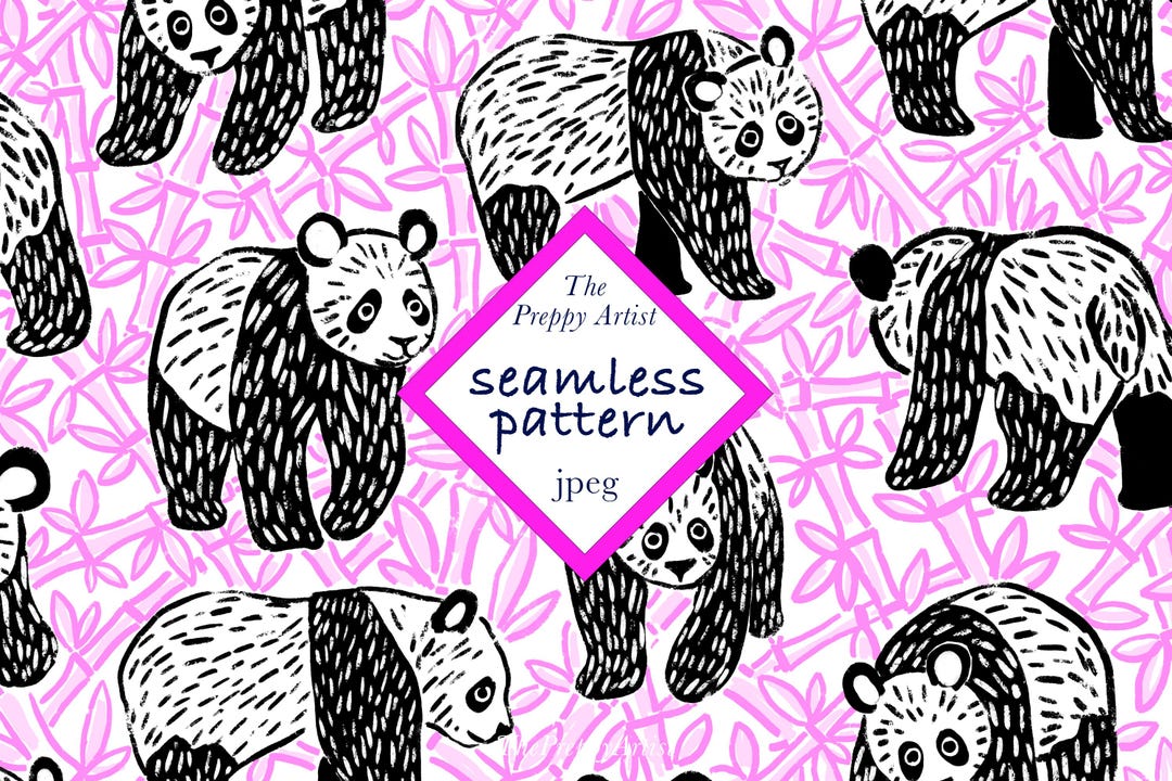 INSTANT DOWNLOAD Preppy Panda Pattern, Seamless Panda Design, Repeat ...