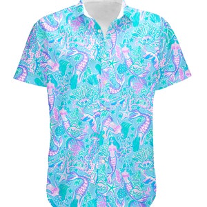 Preppy Pink and Blue Mermaid Pattern, Seamless Mermaid Print, Cute ...