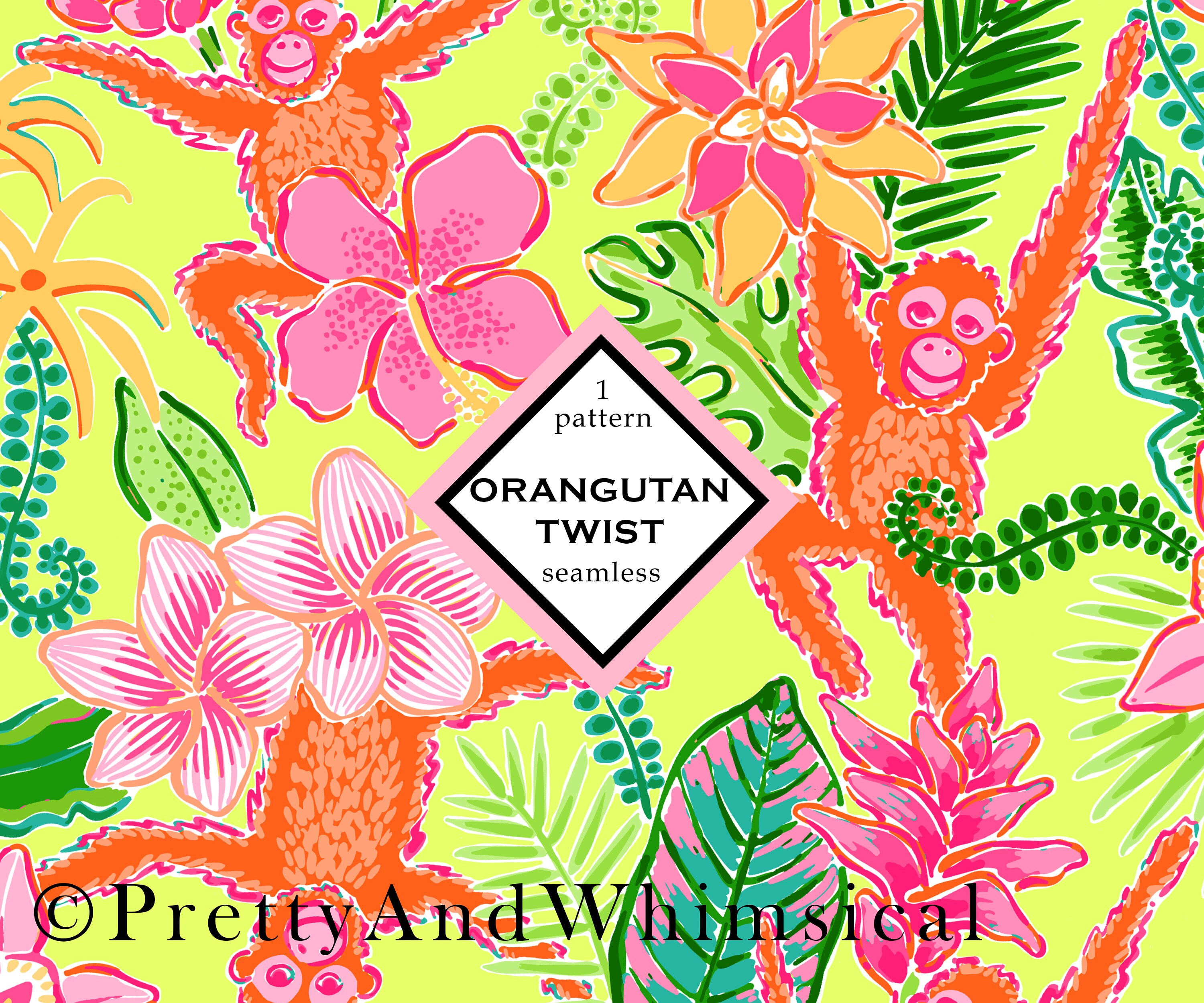 INSTANT DOWNLOAD Preppy Orangutan Surface Pattern Design, Orangutan ...