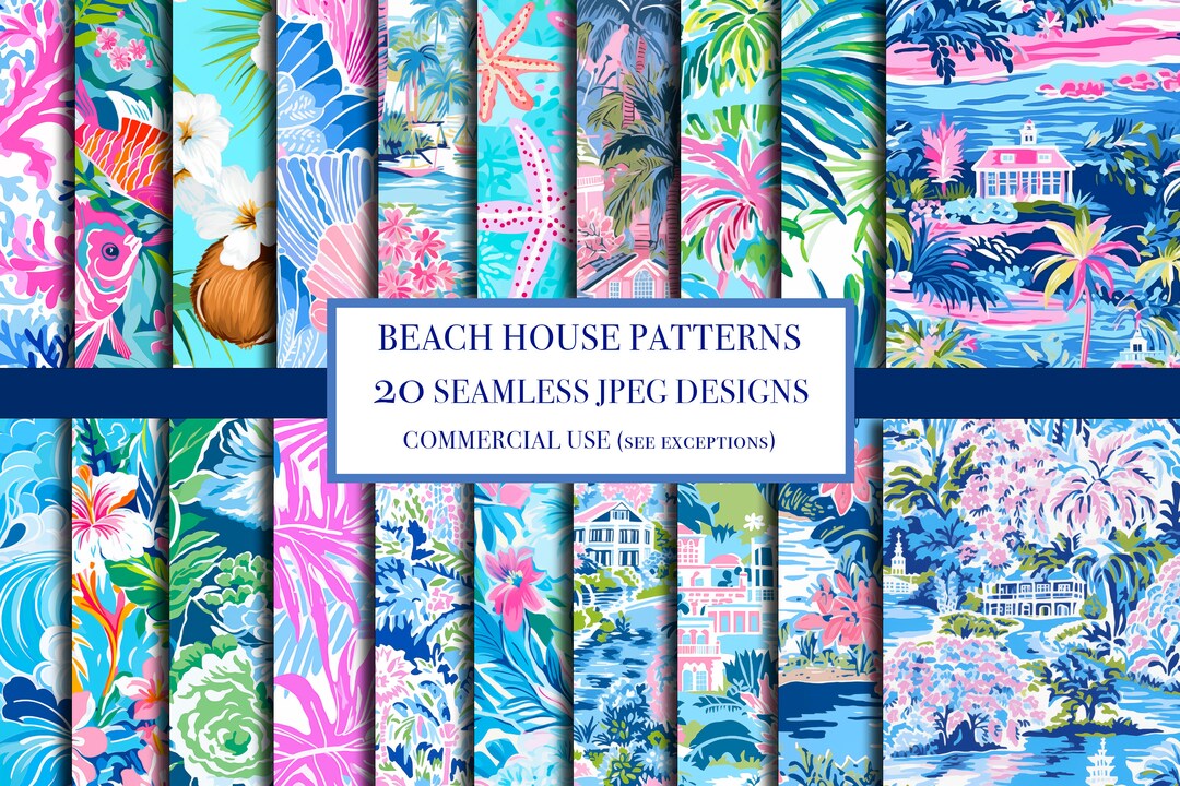 INSTANT DOWNLOAD Preppy Beach House Patterns, Preppy Digital Paper ...