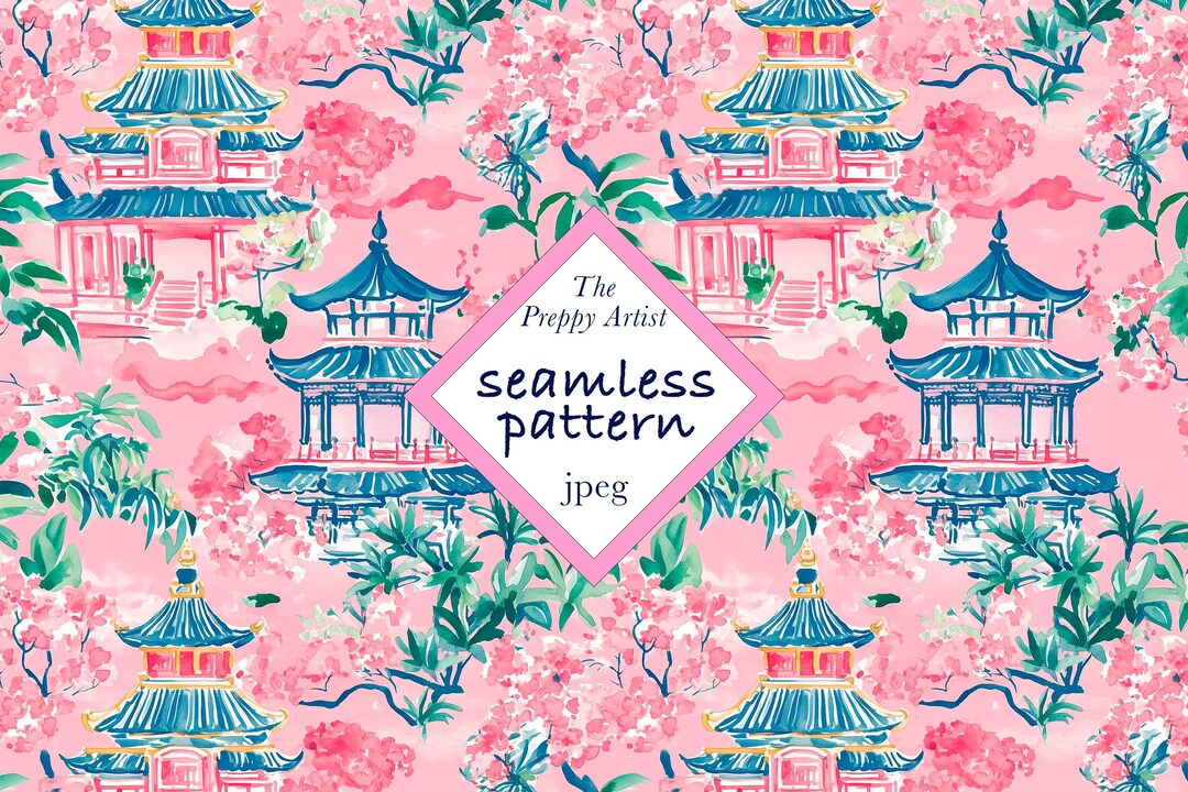 INSTANT DOWNLOAD Pink Chinoiserie Pattern, Seamless Chinoiserie Design ...