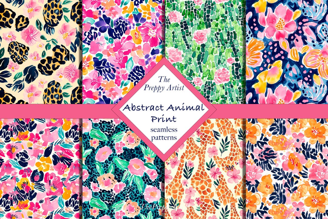 INSTANT DOWNLOAD Preppy Animal Print Patterns, Floral Animal Print ...