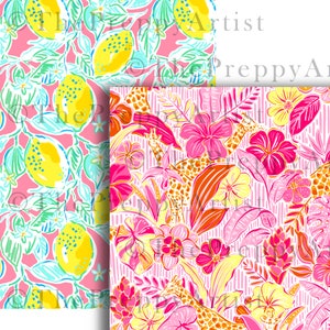INSTANT DOWNLOAD Preppy Patterns, Preppy Digital Paper, Colorful Floral ...
