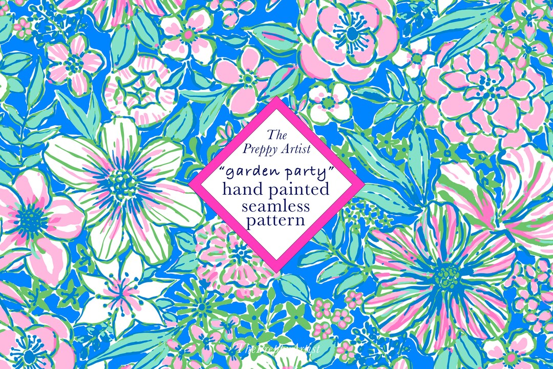 Instant Download Preppy Floral Pattern, Preppy Seamless Floral Print ...