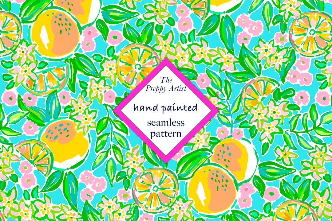 Instant Download Preppy Oranges Pattern, Whimsical Citrus Fruit Print ...