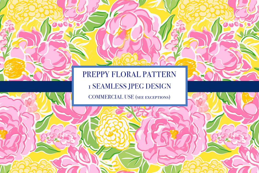 INSTANT DOWNLOAD Preppy Floral Pattern, Seamless Design, Preppy Print ...