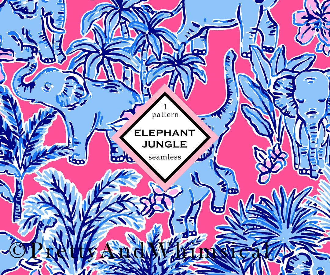 INSTANT DOWNLOAD Preppy Elephant Pattern, Seamless Elephant Design ...