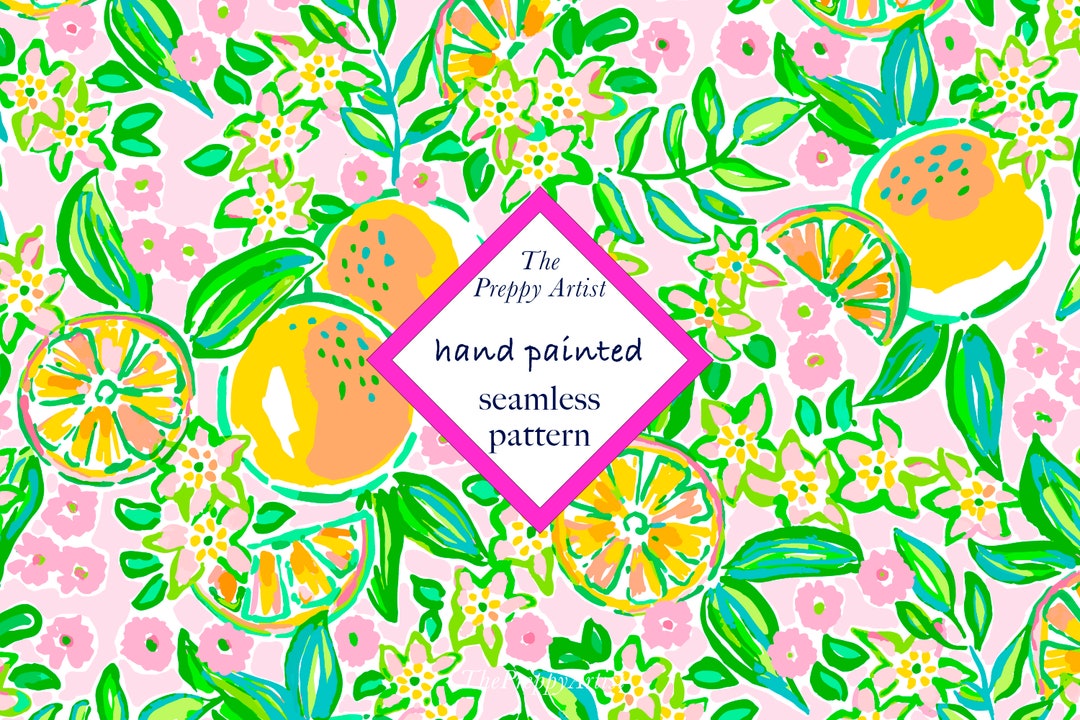 Instant Download Preppy Citrus Pattern, Colourful Fruit Print, Preppy ...