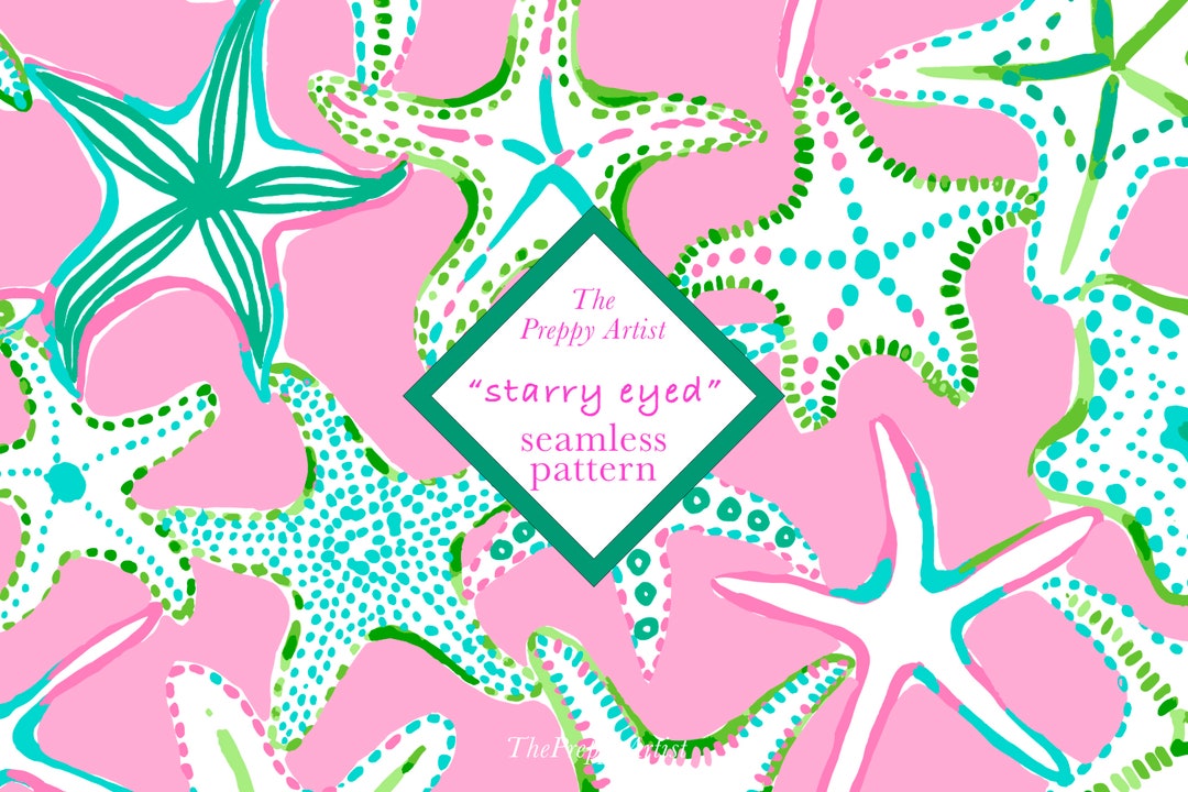 Instant Download Preppy Starfish Digital Pattern, Preppy Seamless ...