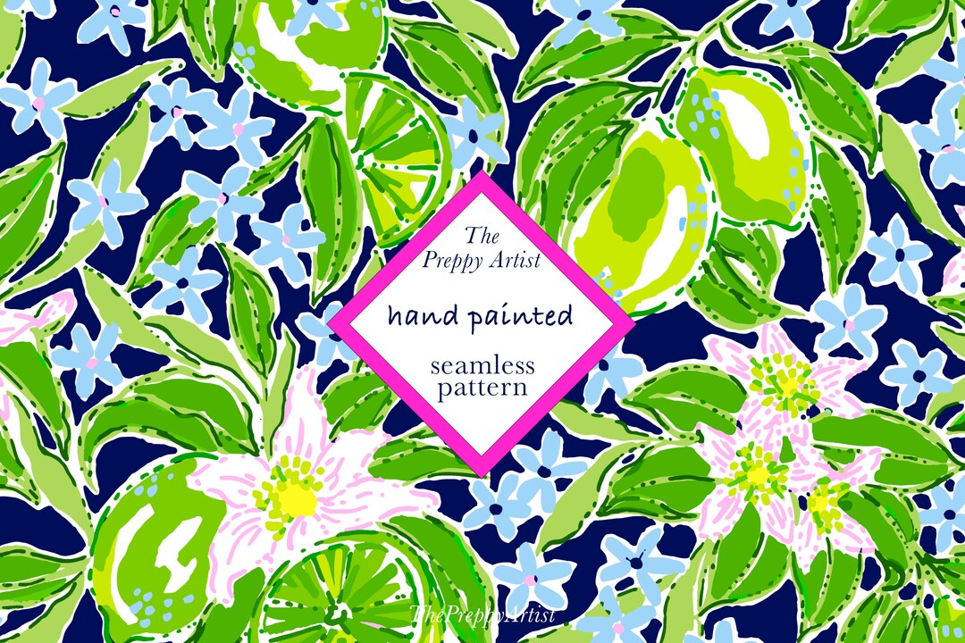 Preppy Limes Pattern, Seamless Preppy Fruit Print, Citrus Pattern ...