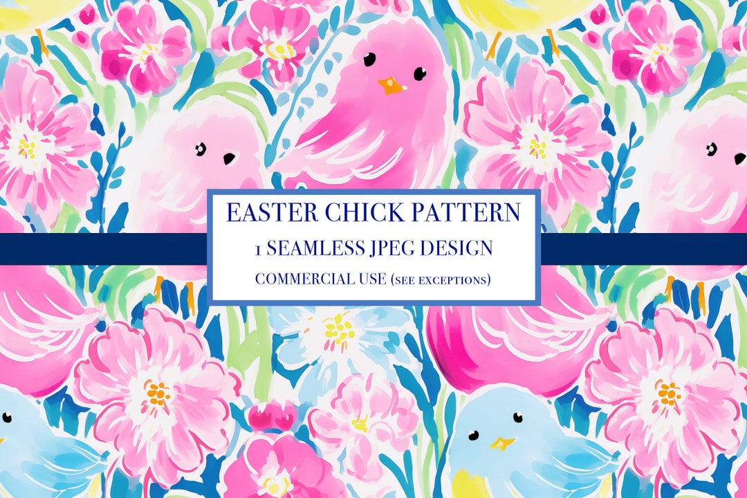 INSTANT DOWNLOAD Preppy Easter Chick Pattern, Seamless Easter Design, Preppy Print, Cute Chick ...