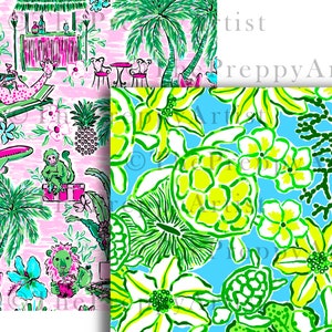 INSTANT DOWNLOAD Preppy Patterns, Preppy Digital Paper, Colorful Floral ...