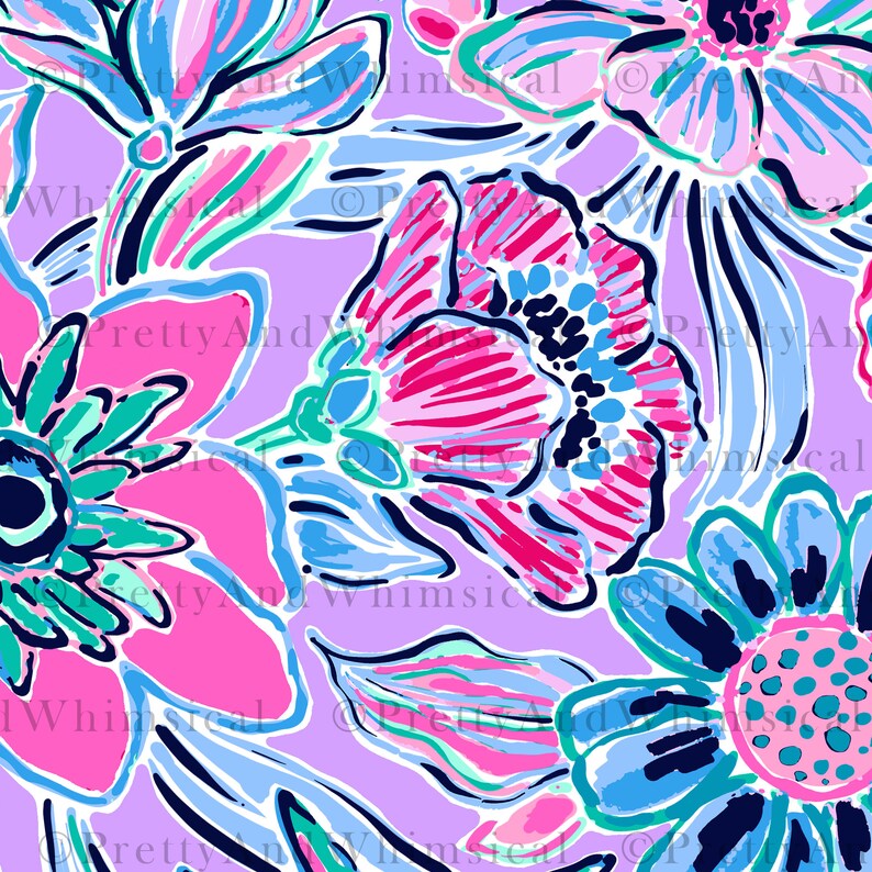 INSTANT DOWNLOAD Preppy Purple Floral Pattern Seamless | Etsy