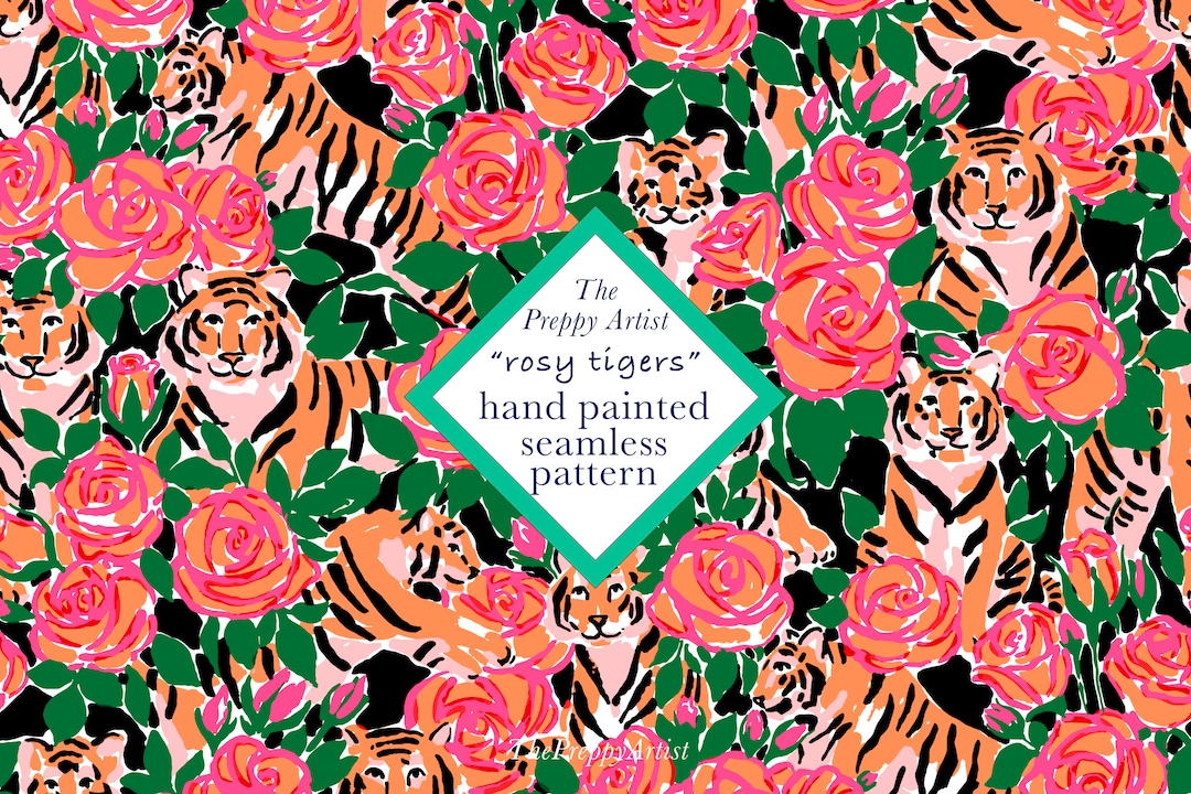 Instant Download Preppy Tiger Pattern, Preppy Seamless Orange and Black ...