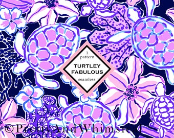 INSTANT DOWNLOAD Preppy Pink and Blue Turtle Pattern | Etsy