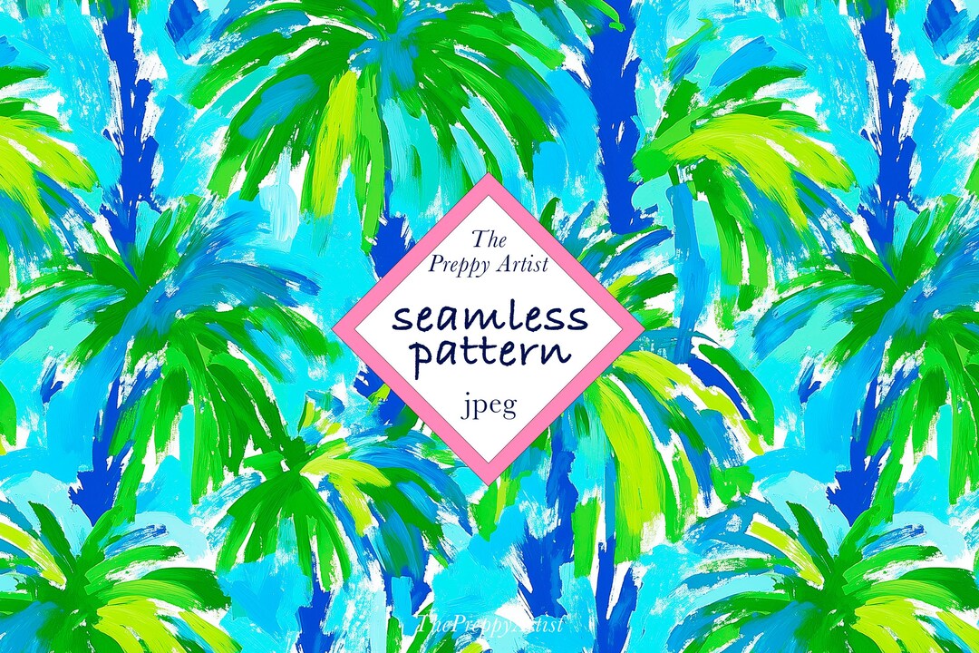 Preppy Palm Tree Pattern, Seamless Palm Tree Print, Florida Pattern ...