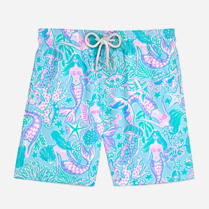Preppy Pink and Blue Mermaid Pattern, Seamless Mermaid Print, Cute ...