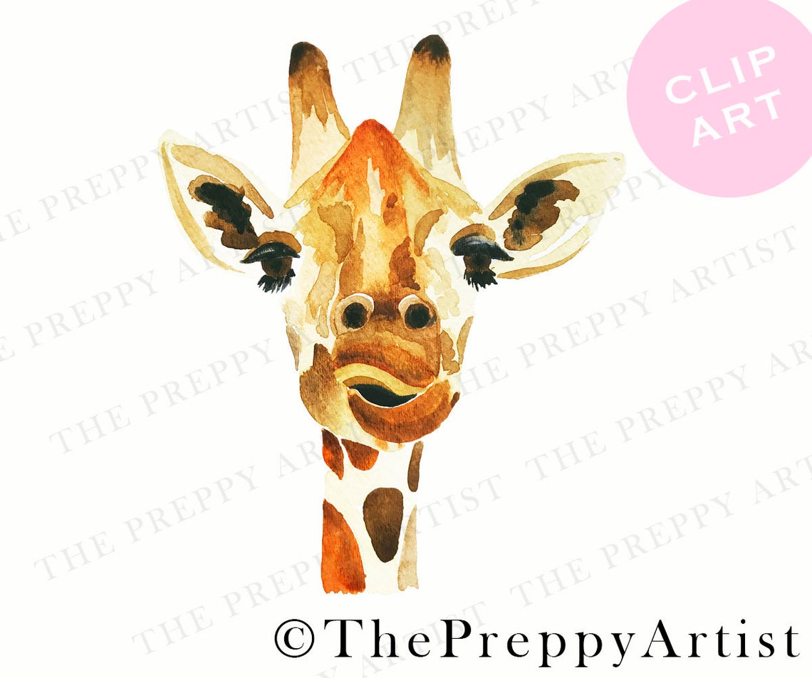 Preppy Printable Watercolor Giraffe With Sunglasses Clip Art, Giraffe ...