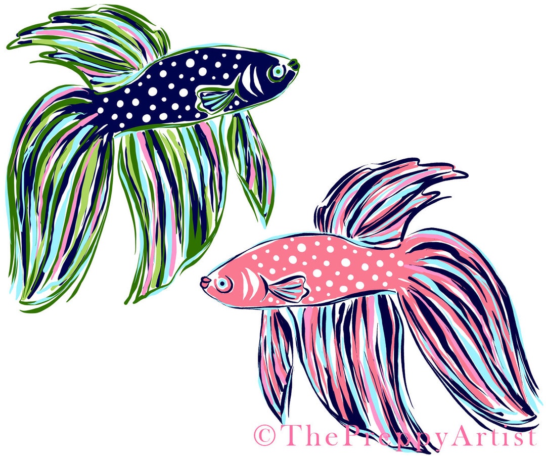 INSTANT DOWNLOAD 2 Preppy, Colorful Fish Clipart Files, Tropical Fish ...
