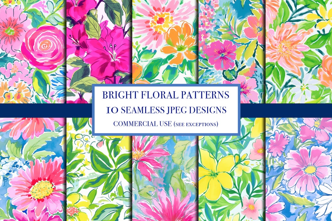 INSTANT DOWNLOAD Preppy Floral Patterns, Preppy Floral Digital Paper ...
