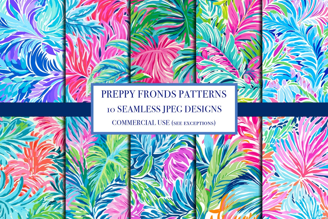 INSTANT DOWNLOAD Preppy Palm Fronds Patterns, Preppy Digital Paper ...