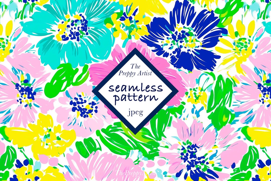 INSTANT DOWNLOAD Preppy Floral Pattern, Seamless Floral Pattern, Floral ...