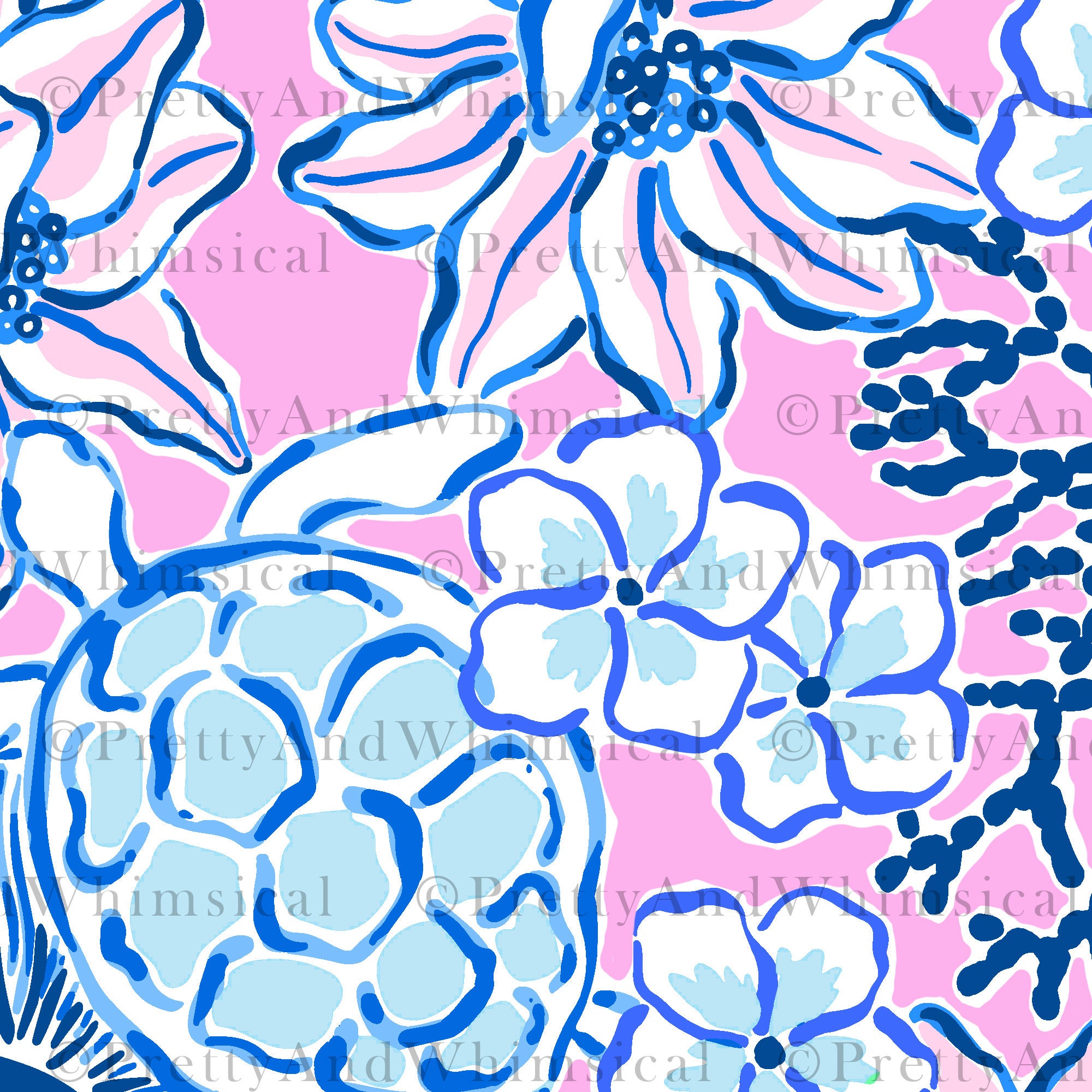 INSTANT DOWNLOAD Preppy Pink and Blue Turtle Pattern - Etsy