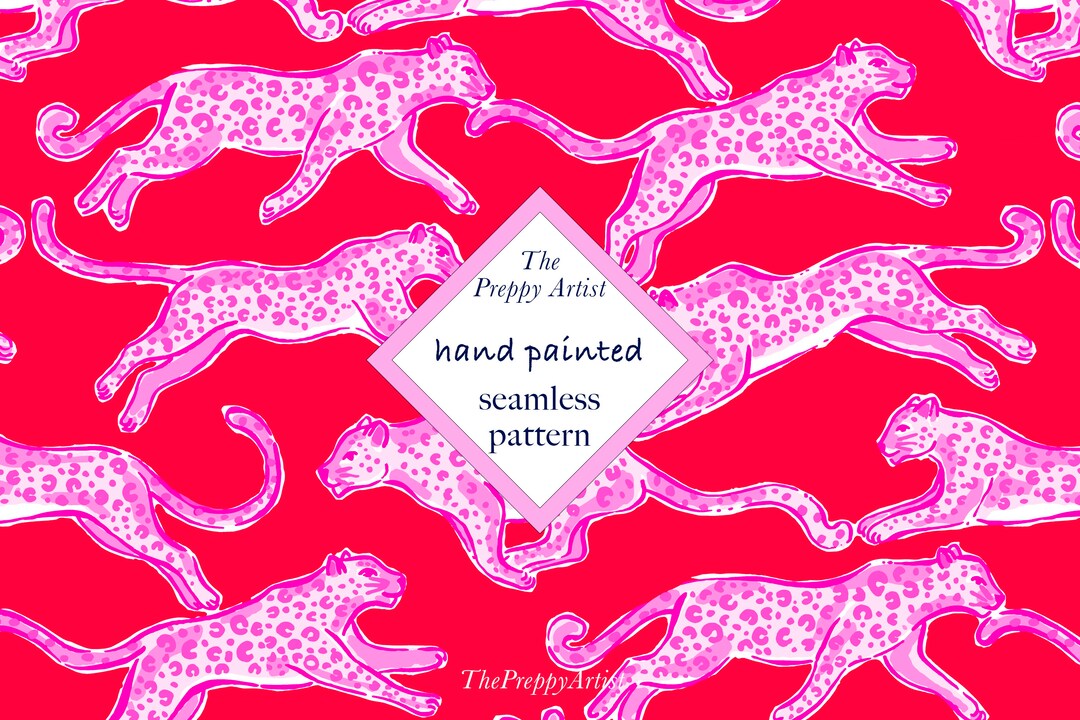 Instant Download Preppy Pink and Red Leopard Pattern, Whimsical Leopard ...