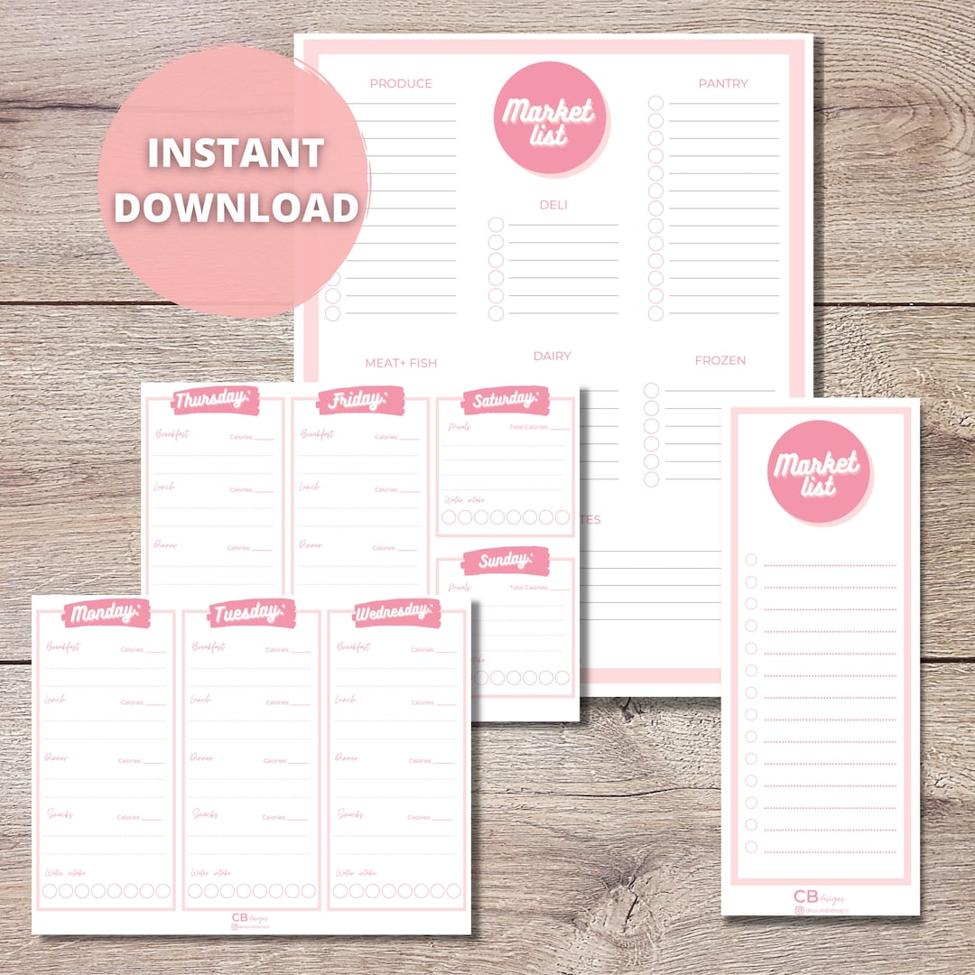 Instant Download, Meal Prep, Meal Planner, Grocery List, Shopping List ...