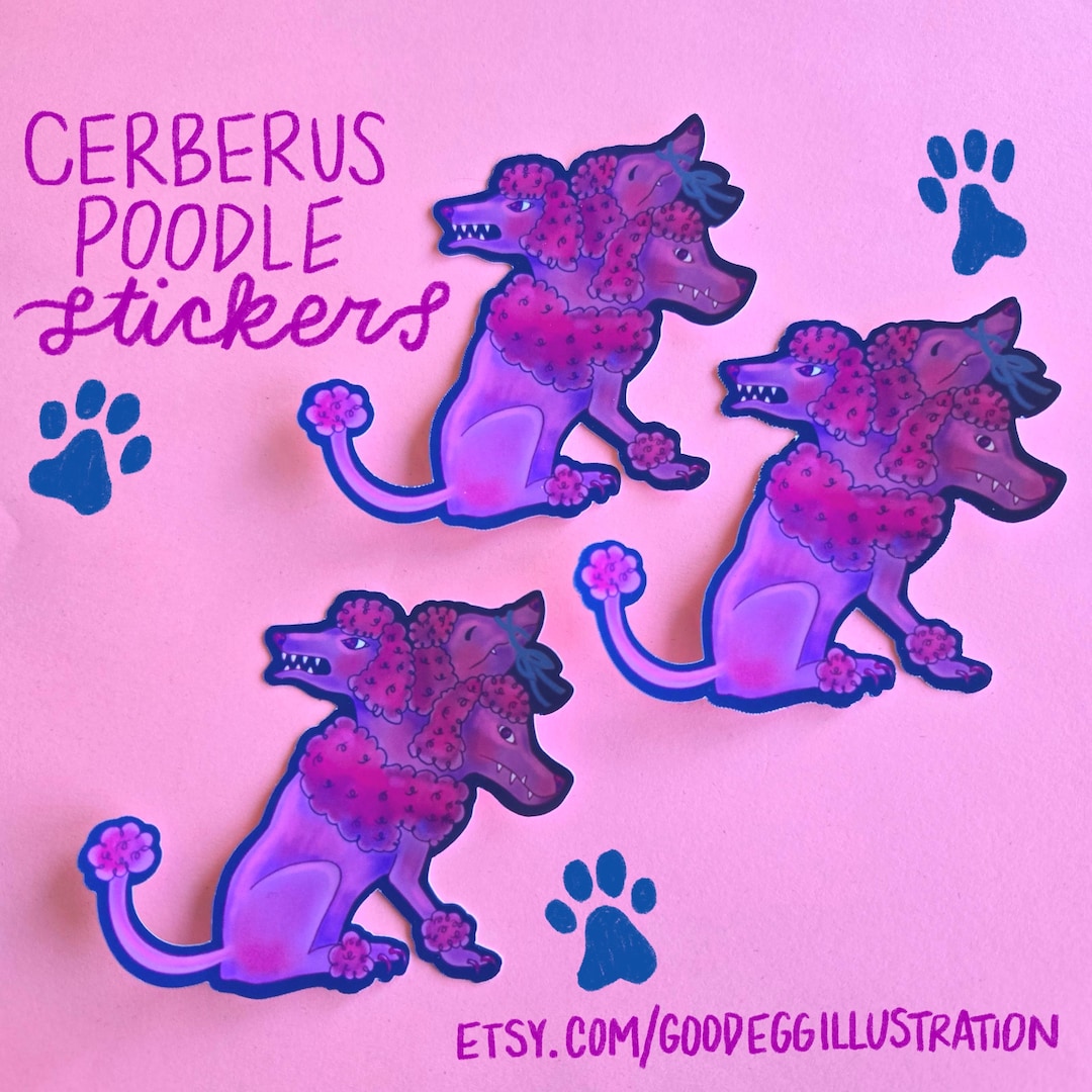 Cerberus Poodle Glossy Vinyl Stickers - Etsy