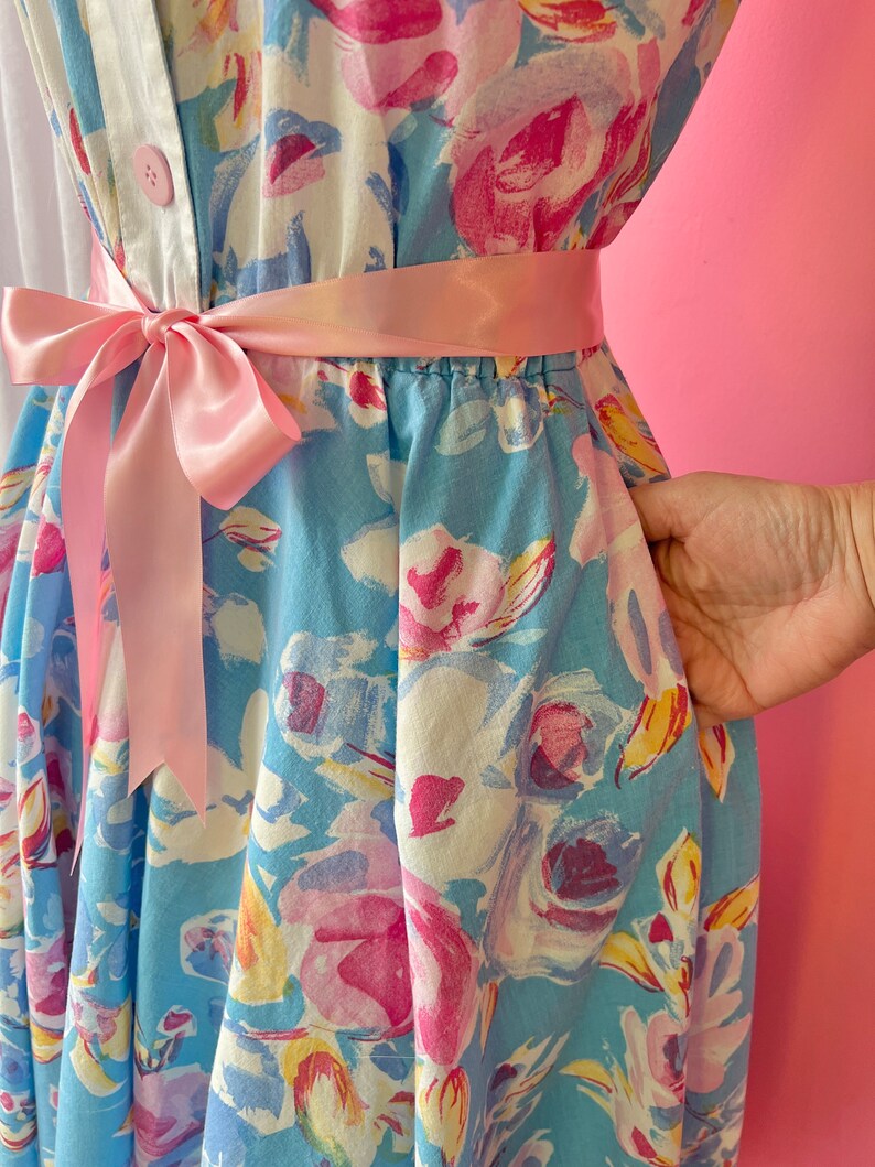 True Vintage 1980s Handmade Fit & Flare Floral Dress//june Cleaver ...