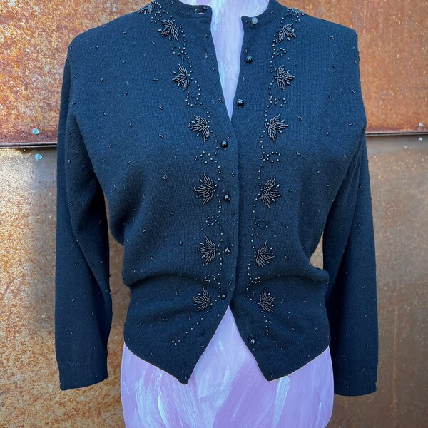 Black Beaded Sweater - Etsy