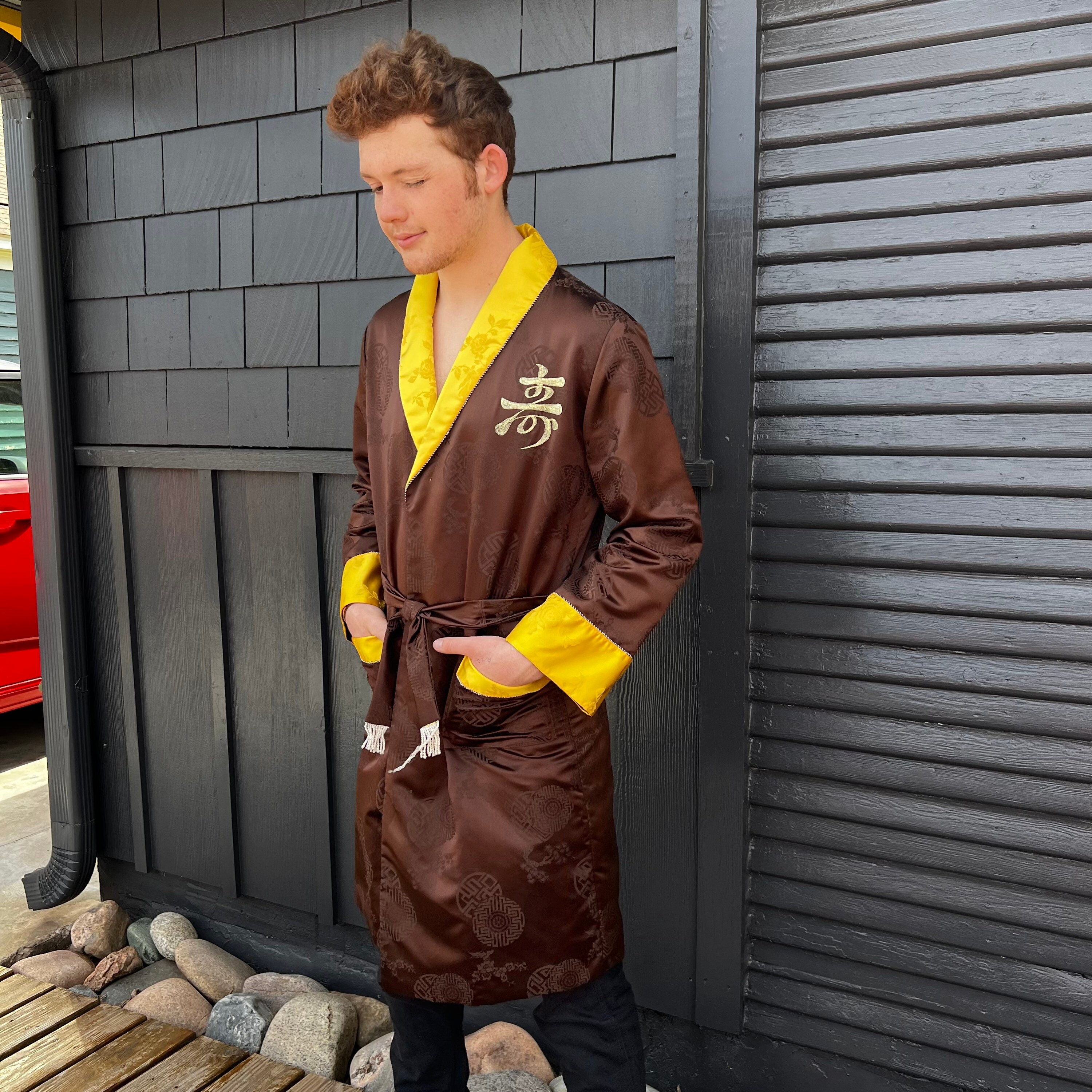 Vintage Mens Brocade Smoking Jacket//hugh Hefner Style Mens Satin Robe ...