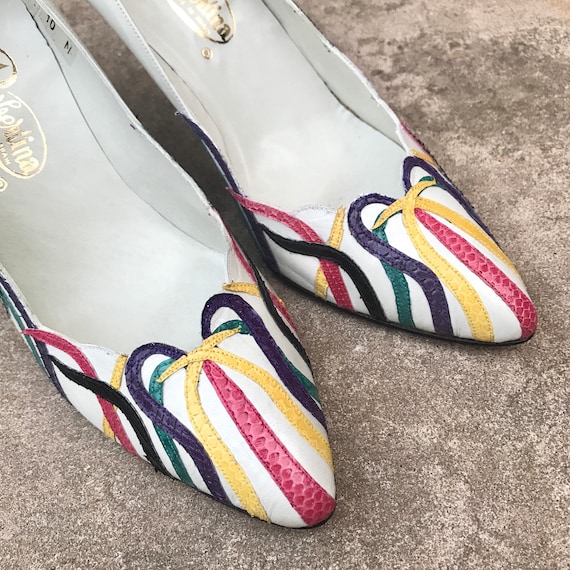 Vintage High Heels 1980s White Pumps//White Leather … - Gem