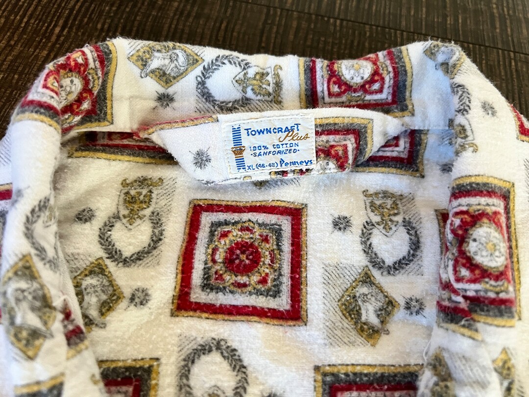 True Vintage Men's Towncraft JCP Medallion Print Flannel Pajama Set ...