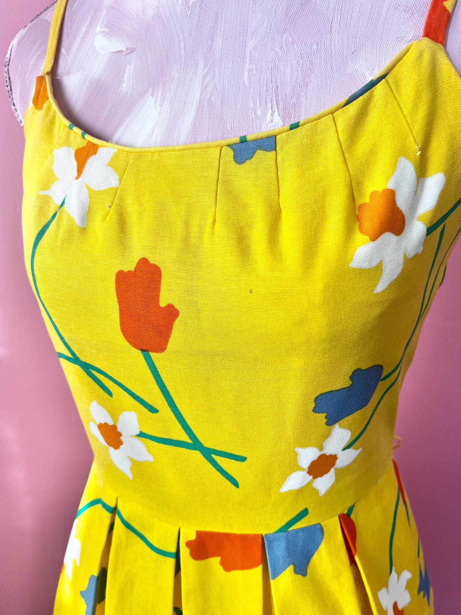 Vintage 60s-70s Mod Hawaiian Malia Sundress//sunshine Yellow Mod Tulips ...