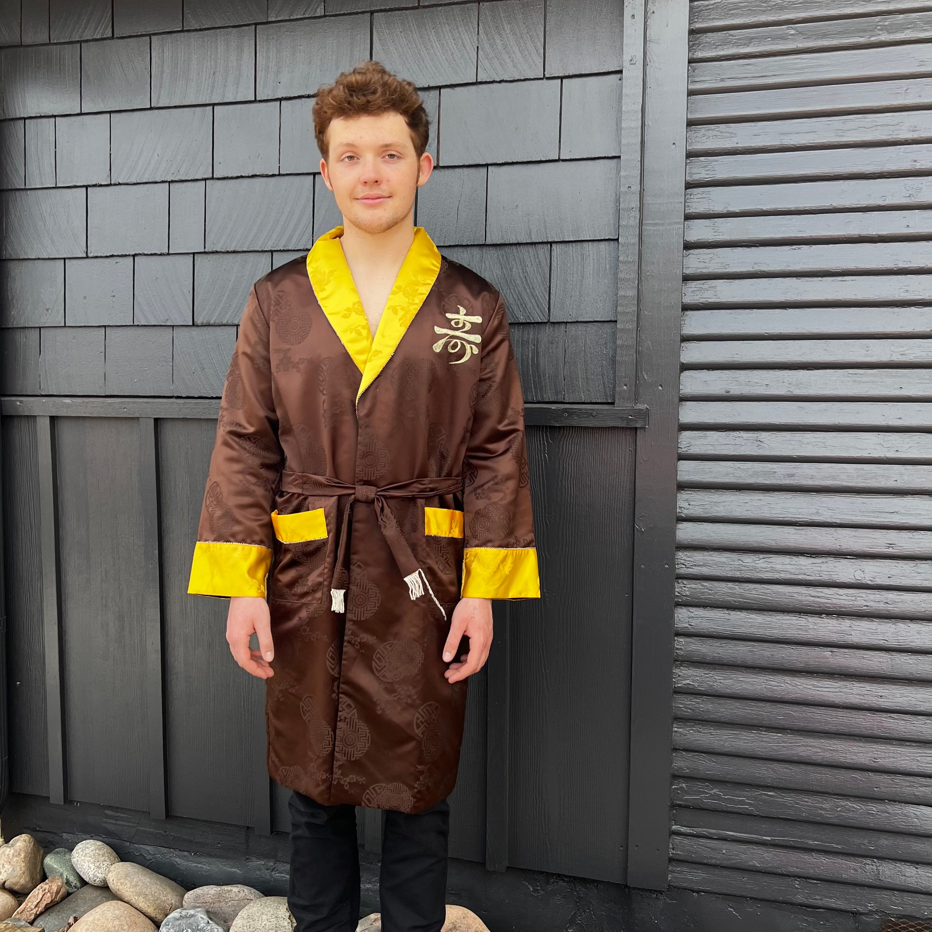 Vintage Mens Brocade Smoking Jacket//hugh Hefner Style Mens Satin Robe ...