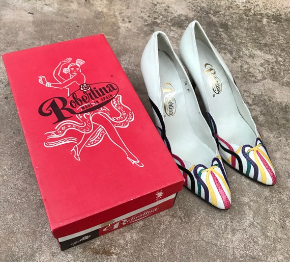 Vintage High Heels 1980s White Pumps//White Leather … - Gem